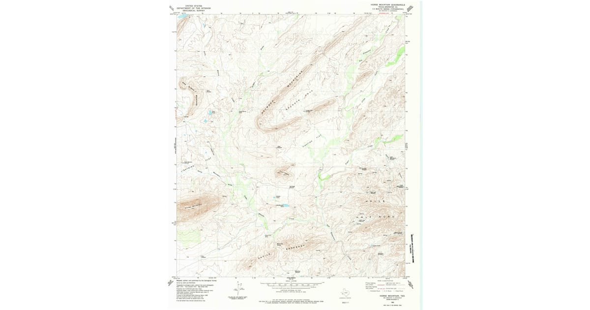 1983 Map of Horse Mountain, Brewster County, TX — High-Res | Pastmaps