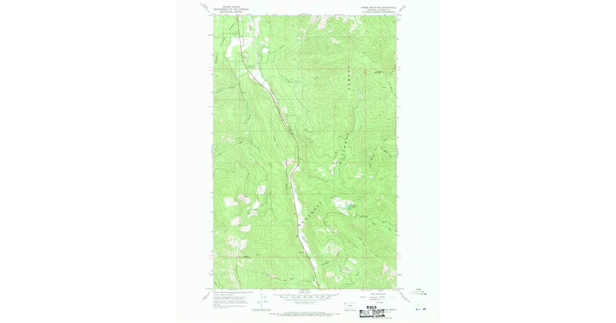 1966 Map of Horse Mountain, Lincoln County, MT — High-Res | Pastmaps