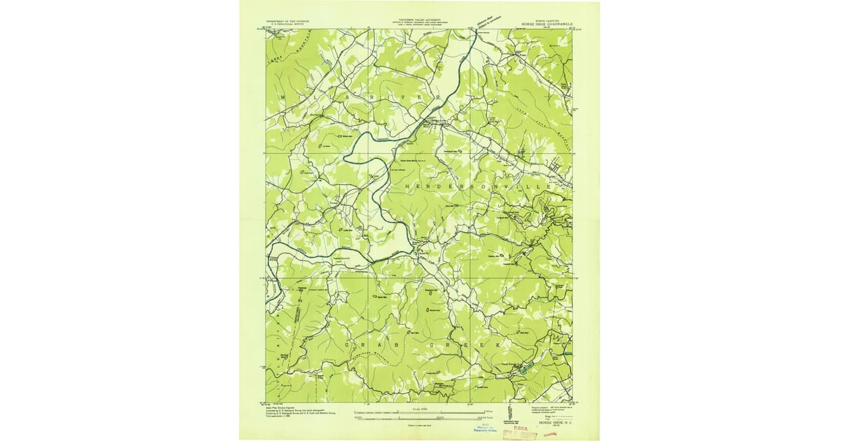 1935 Map of Horse Shoe, NC — High-Res | Pastmaps
