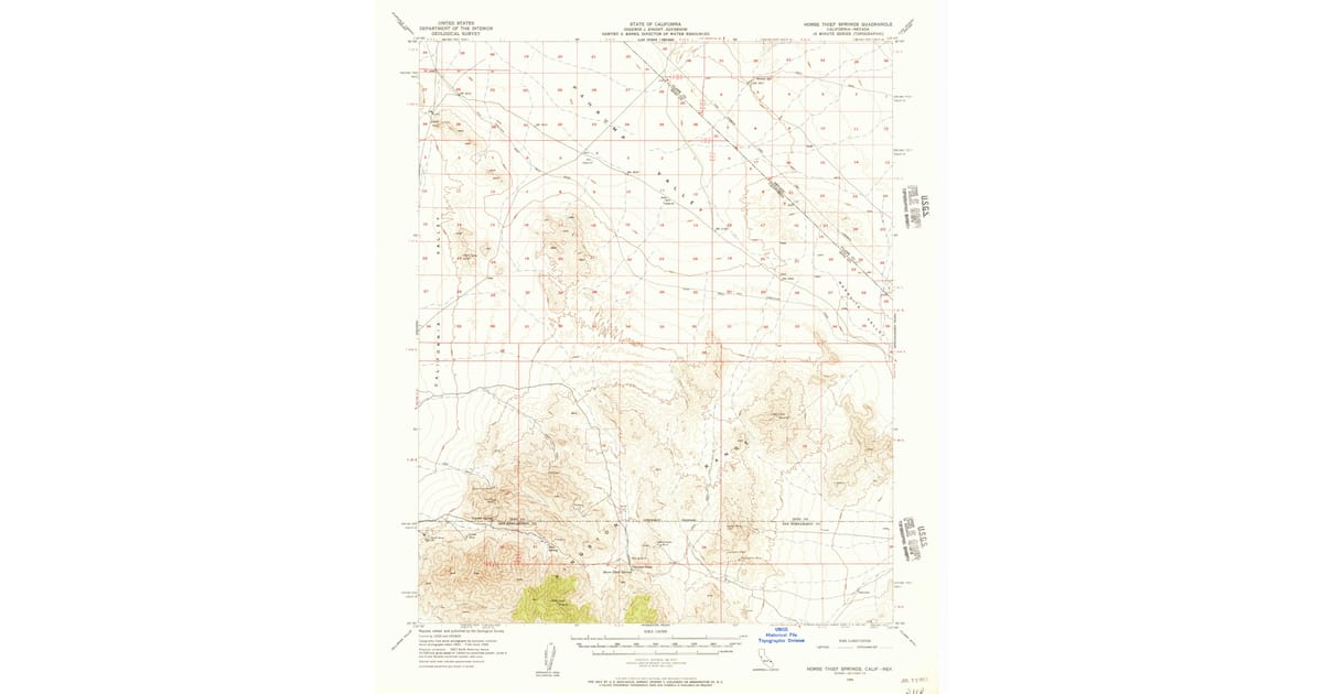 1956 Map of Horse Thief Springs, Inyo County, CA — High-Res | Pastmaps