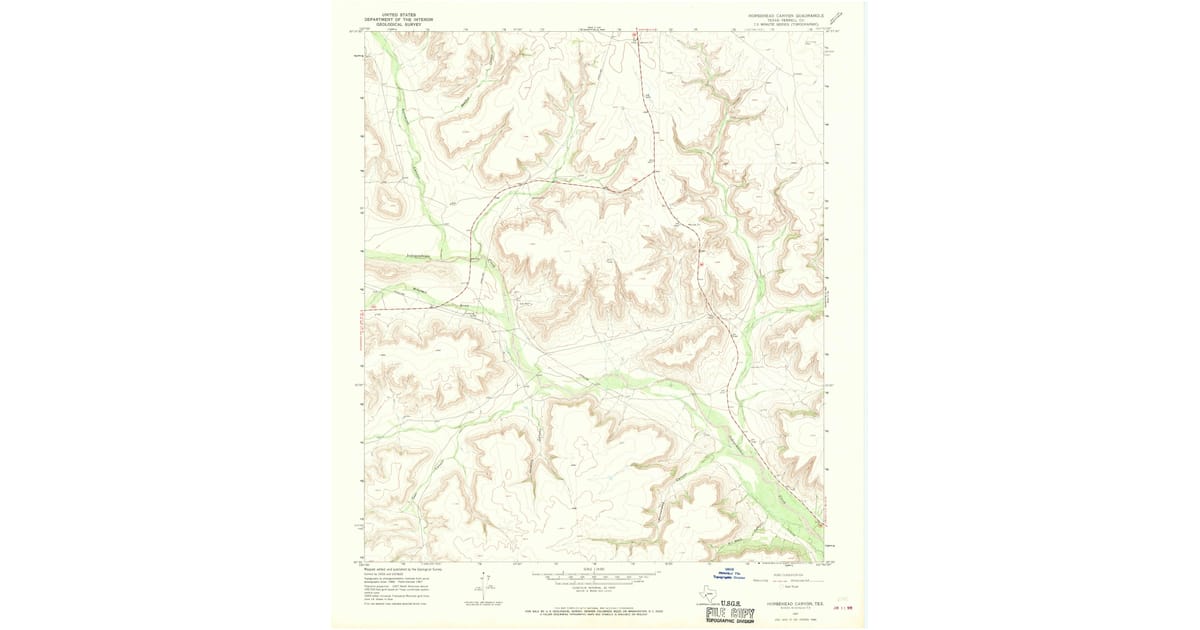 1967 Map of Horsehead Canyon, Terrell County, TX — High-Res | Pastmaps