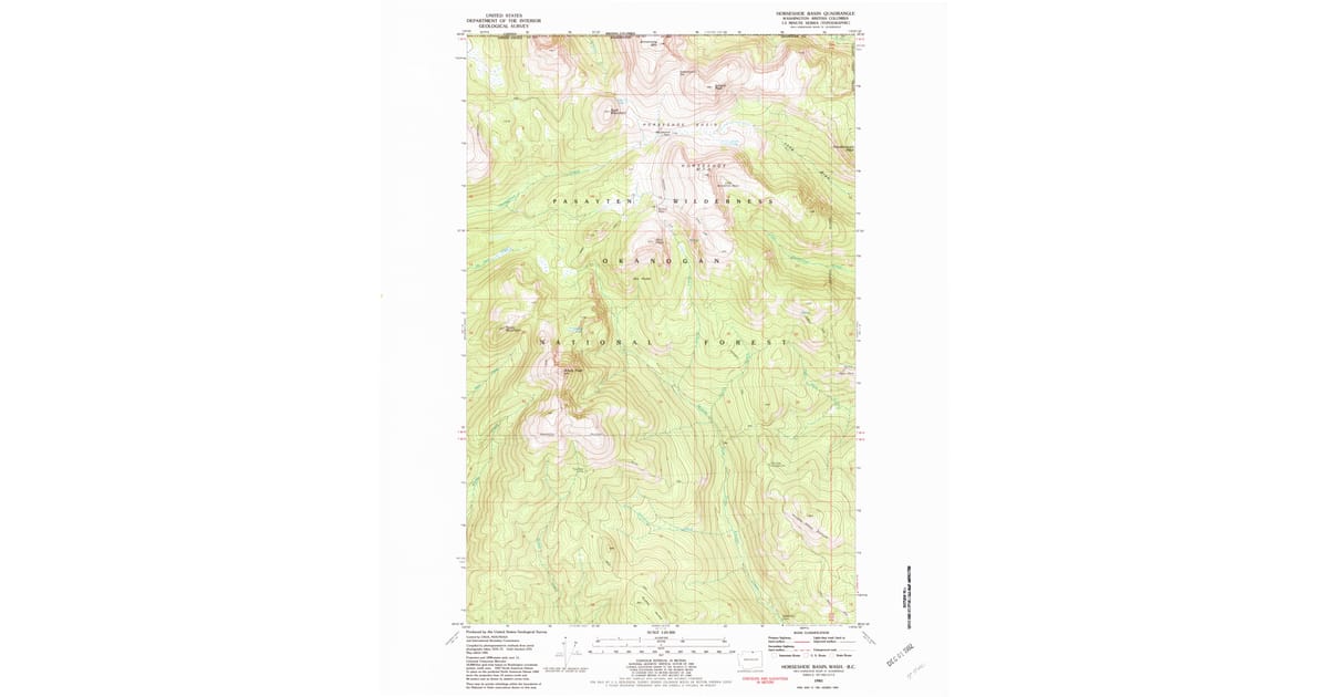 1981 Map of Horseshoe Basin, Okanogan County, WA — High-Res | Pastmaps