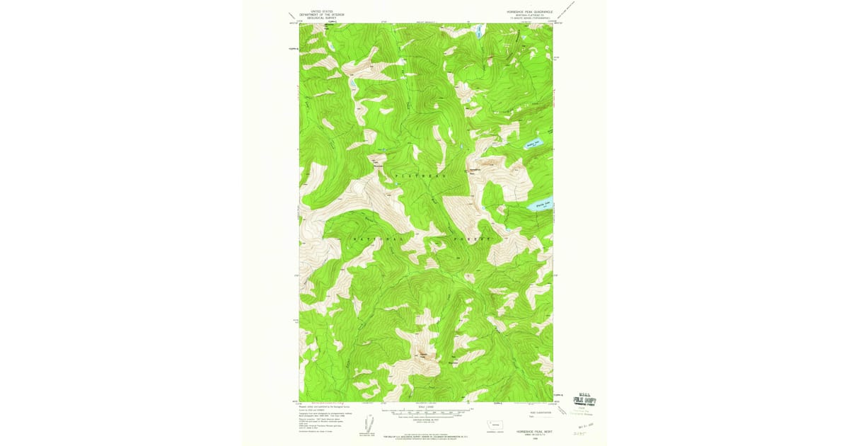 1958 Map of Horseshoe Peak, Flathead County, MT — High-Res | Pastmaps
