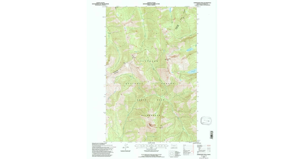 1994 Map of Horseshoe Peak, Flathead County, MT — High-Res | Pastmaps