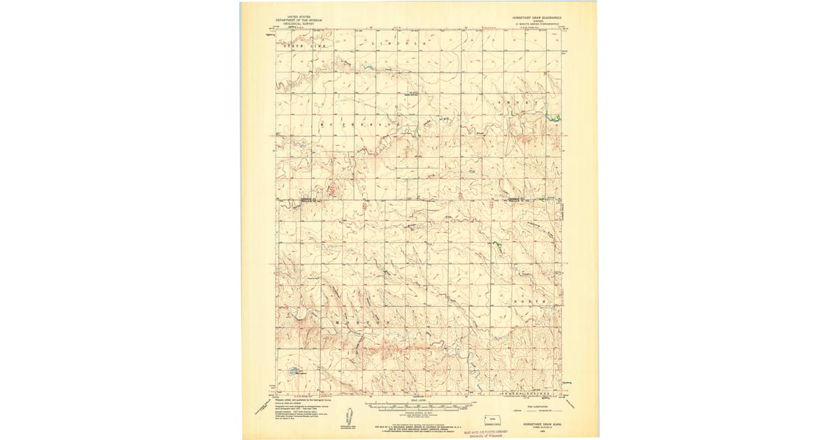 1959 Map of Horsethief Draw, Wallace County, KS — High-Res | Pastmaps