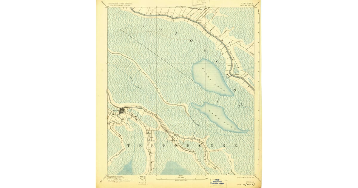 1892 Map of Houma, LA — High-Res, 1925 Print | Pastmaps
