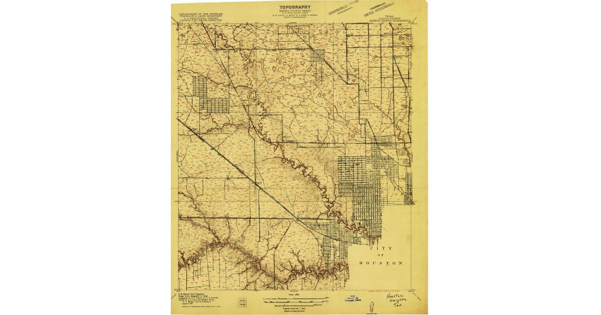 1915 Map of Houston Heights, Harris County, TX — High-Res | Pastmaps