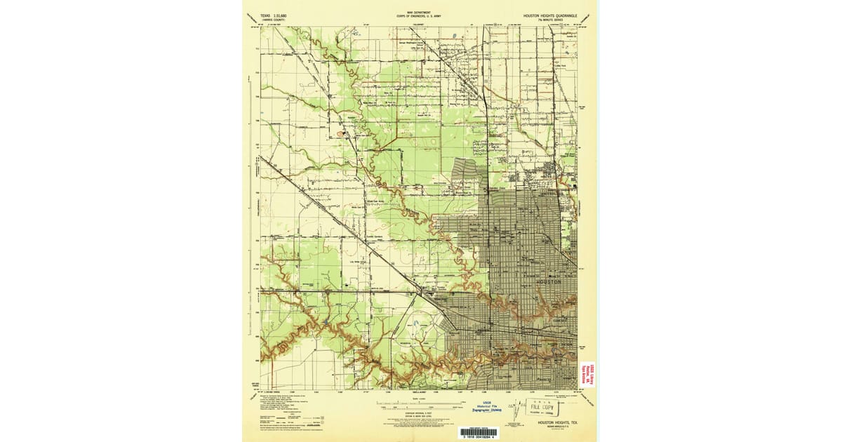 1946 Map of Houston Heights, Harris County, TX — High-Res | Pastmaps