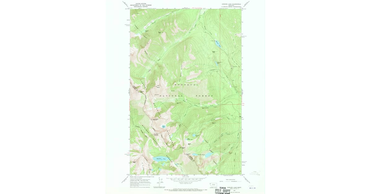 1966 Map of Howard Lake, Lincoln County, MT — High-Res | Pastmaps