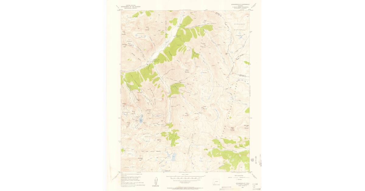 1955 Map of Howardsville, San Juan County, CO — High-Res, 1957 Print #2 ...