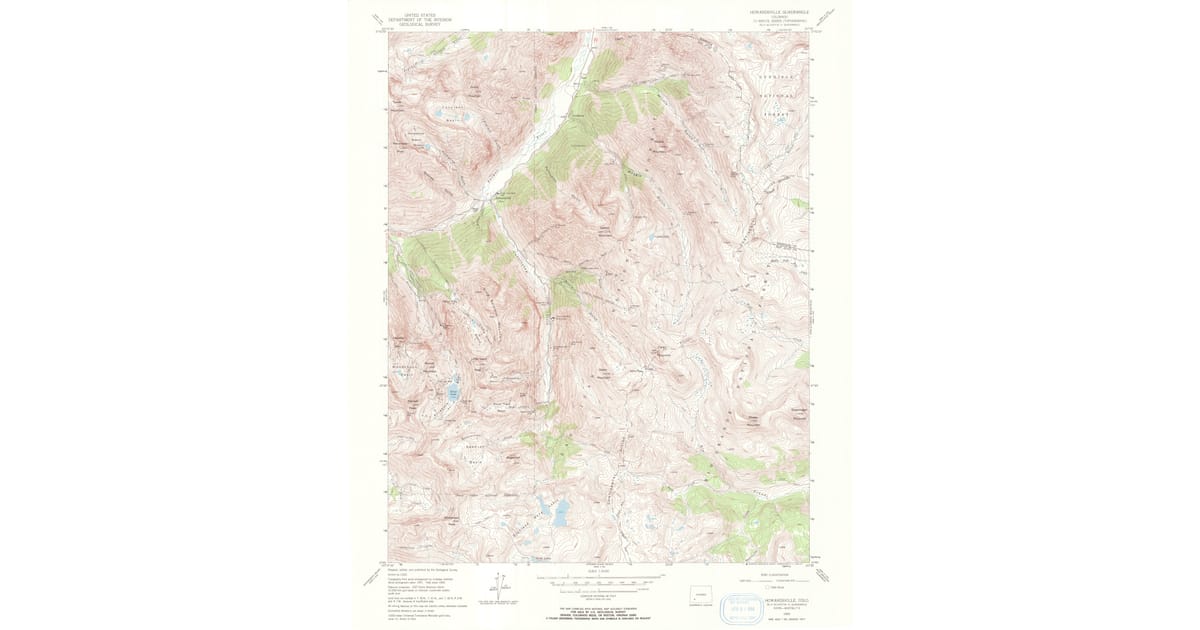 1955 Map of Howardsville, San Juan County, CO — High-Res, 1984 Print #2 ...