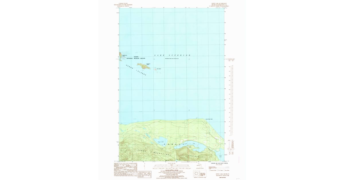 1984 Map of Howe Lake, Marquette County, MI — High-Res | Pastmaps