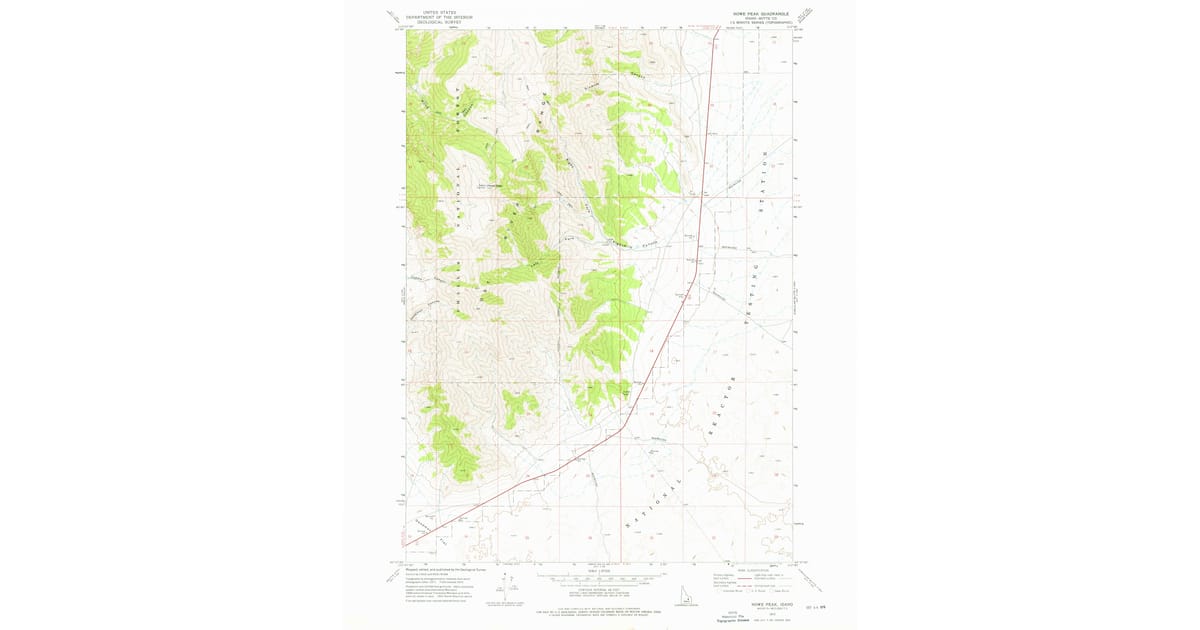 1972 Map of Howe Peak, Butte County, ID — High-Res | Pastmaps