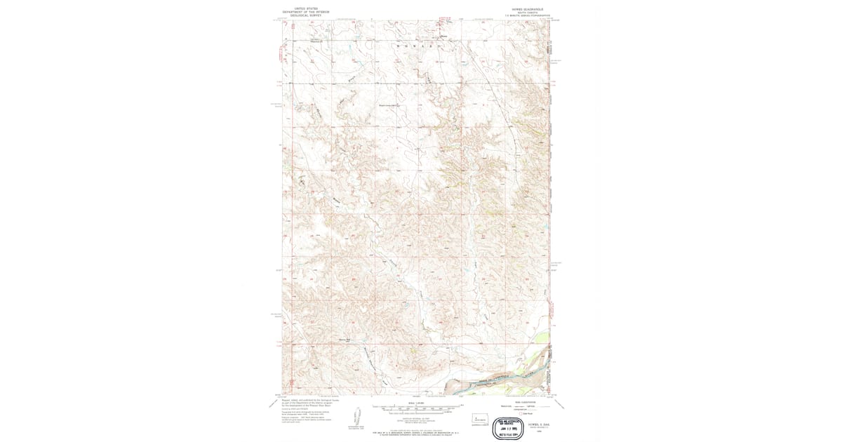 1955 Map of Howes, Meade County, SD — High-Res, 1957 Print #2 | Pastmaps