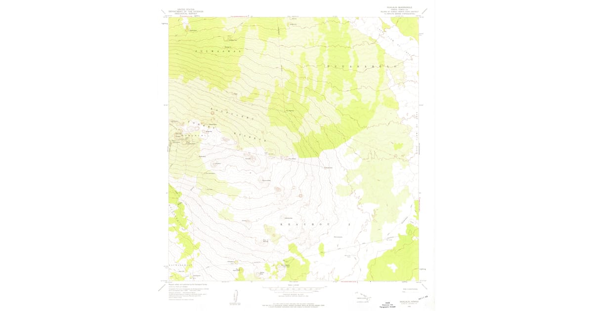 1959 Map of Hualalai, Hawaii County, HI — High-Res, 1976 Print | Pastmaps