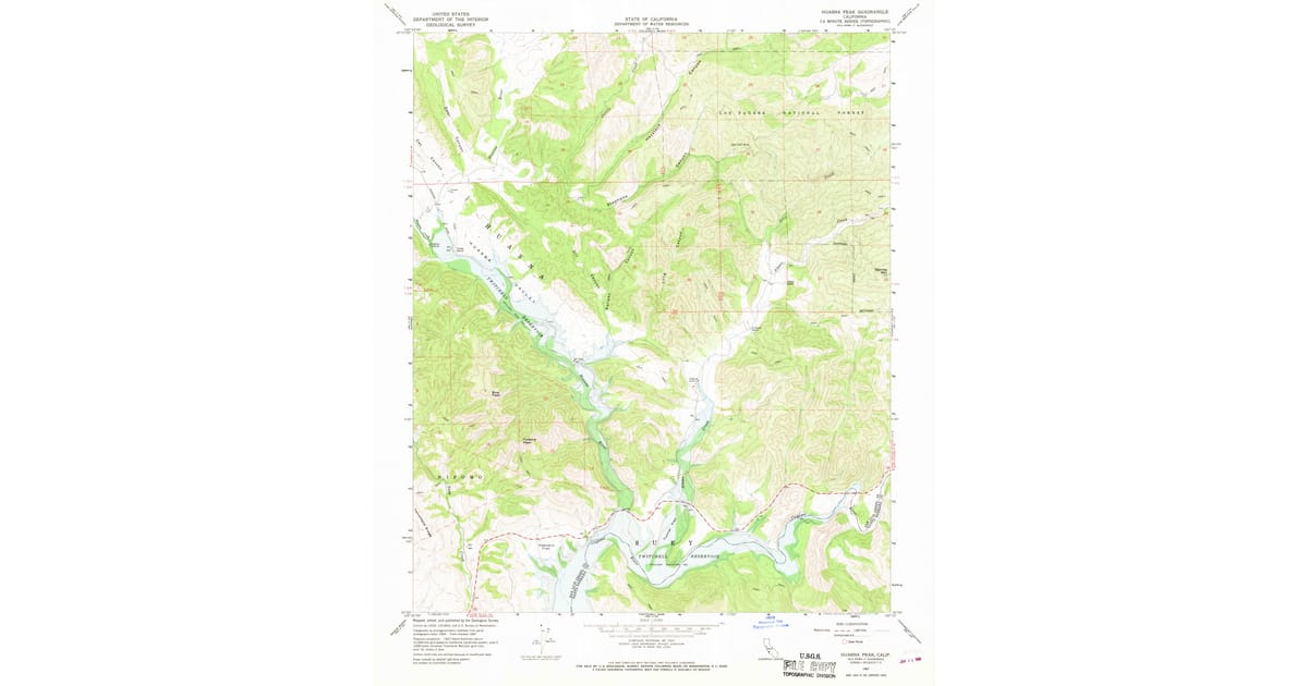 1967 Map of Huasna Peak, San Luis Obispo County, CA — High-Res | Pastmaps