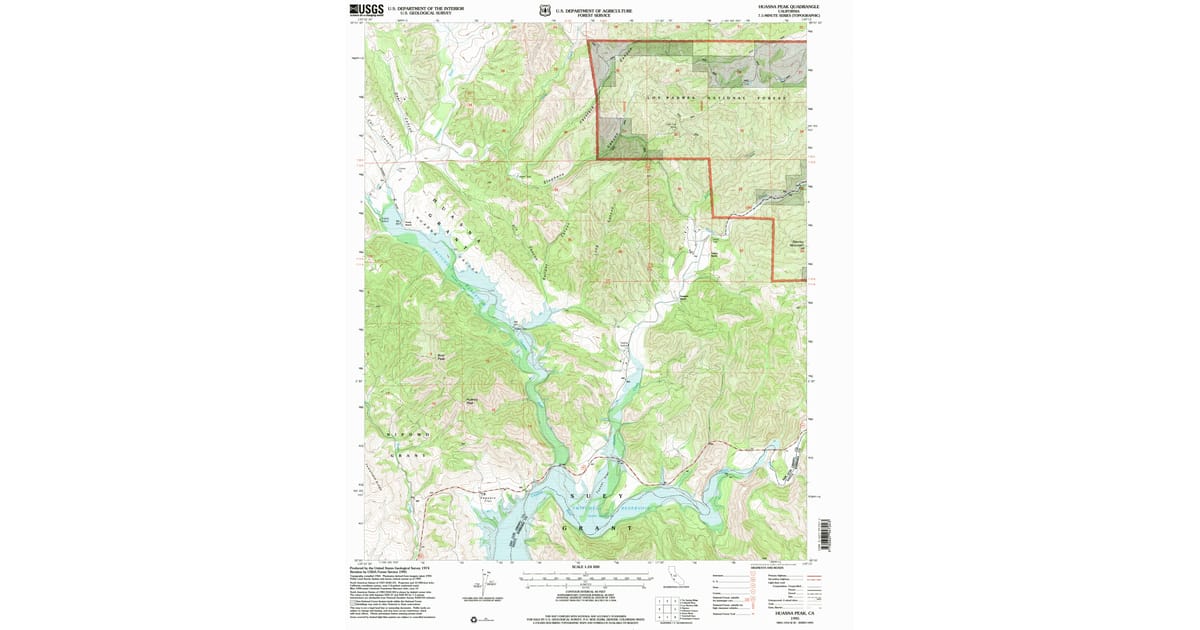 1995 Map of Huasna Peak, San Luis Obispo County, CA — High-Res | Pastmaps