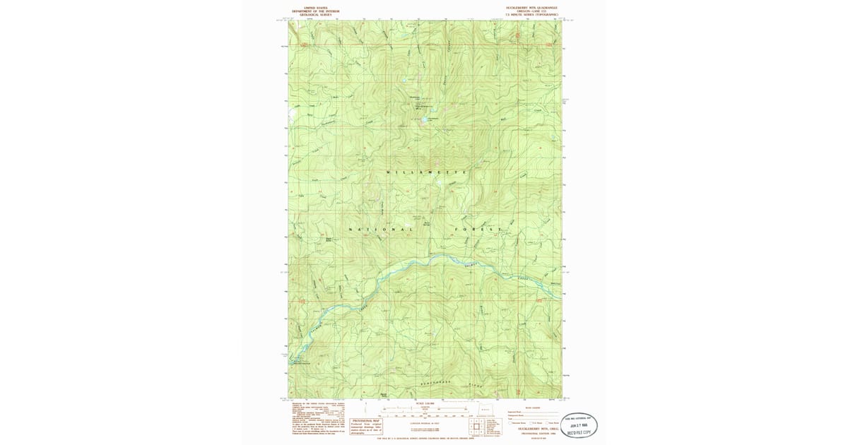 1986 Map of Huckleberry Mtn, Lane County, OR — High-Res | Pastmaps