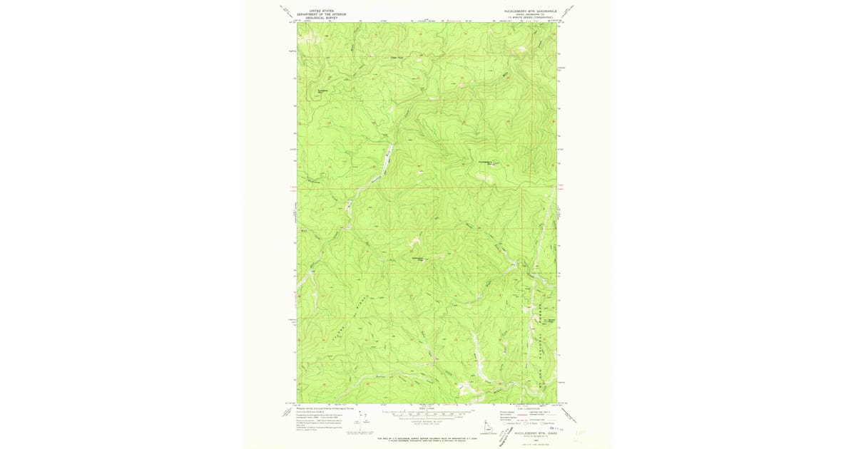 1969 Map of Huckleberry Mtn, Shoshone County, ID — High-Res | Pastmaps