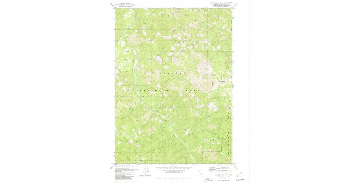 1980 Map of Huckleberry Mtn., Siskiyou County, CA — High-Res | Pastmaps