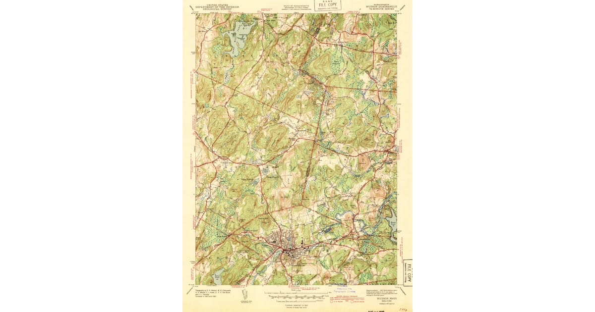 1943 Map of Hudson, Middlesex County, MA — High-Res | Pastmaps