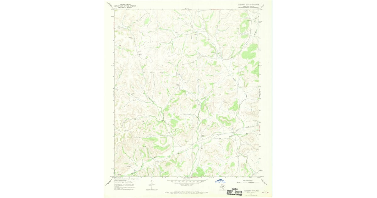 1967 Map of Hudspeth Draw, Sutton County, TX — High-Res | Pastmaps
