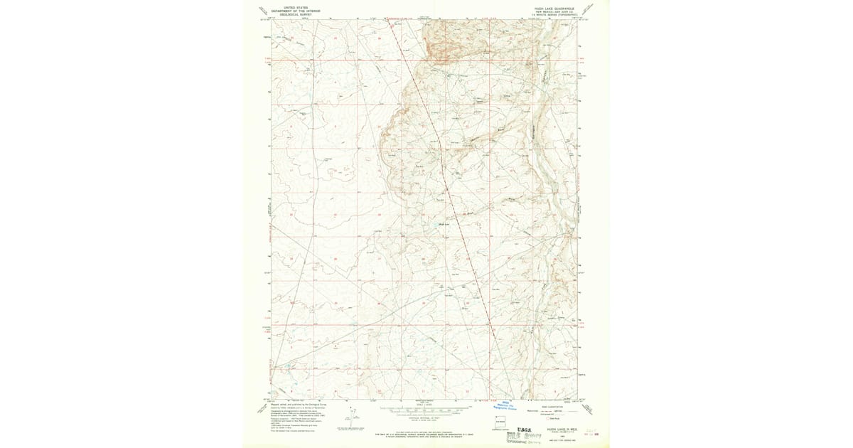 1965 Map of Hugh Lake, San Juan County, NM — High-Res | Pastmaps