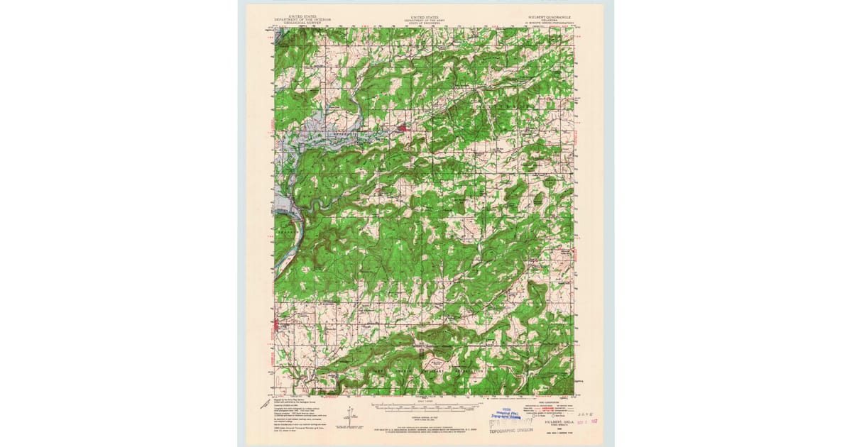 1948 Map of Hulbert, OK — High-Res, 1967 Print | Pastmaps