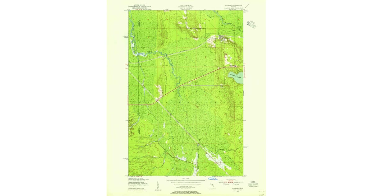 1951 Map of Hulbert, Chippewa County, MI — High-Res | Pastmaps
