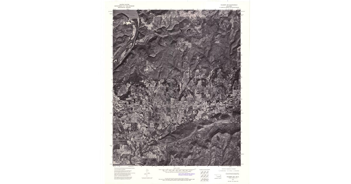 1972 Map of Hulbert SW, Muskogee County, OK — High-Res | Pastmaps