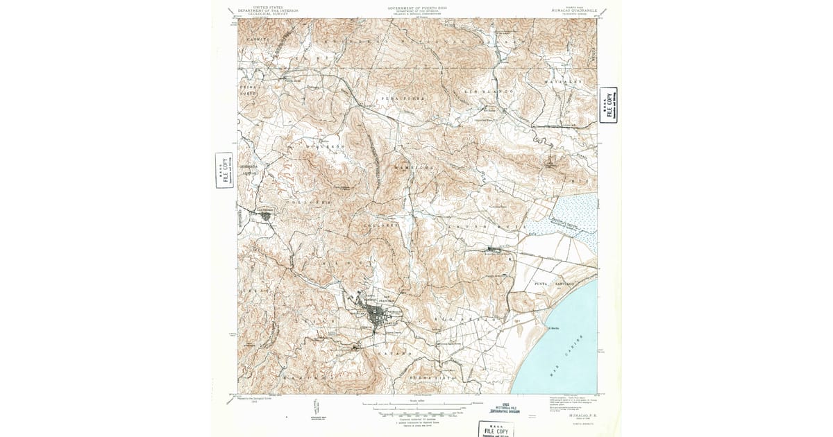 1946 Map of Humacao, PR — High-Res, 1946 Print #3 | Pastmaps