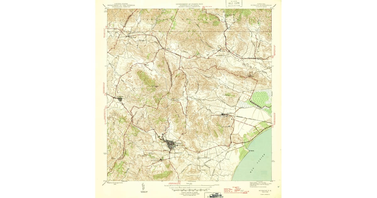 Old Maps of Tejas, Humacao for Hiking & Exploration | Pastmaps