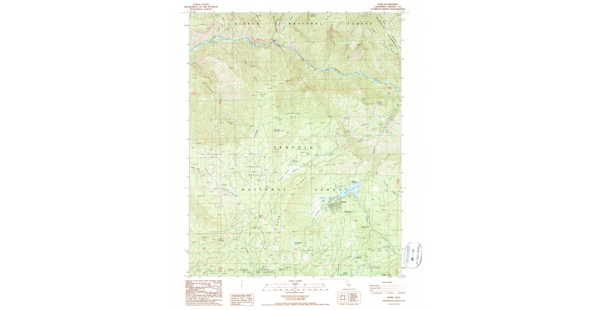1987 Map of Hume, Fresno County, CA — High-Res | Pastmaps
