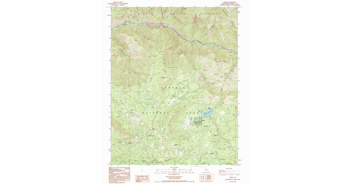 1992 Map of Hume, Fresno County, CA — High-Res | Pastmaps