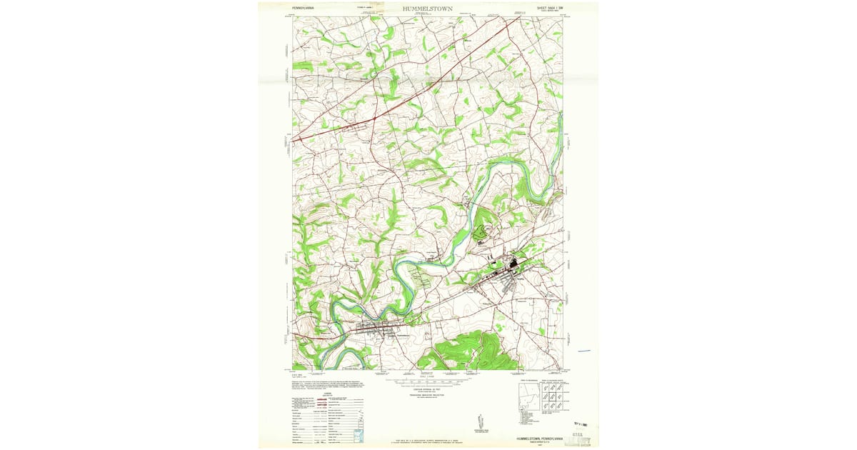 1947 Map of Hummelstown, PA — High-Res, 1965 Print | Pastmaps