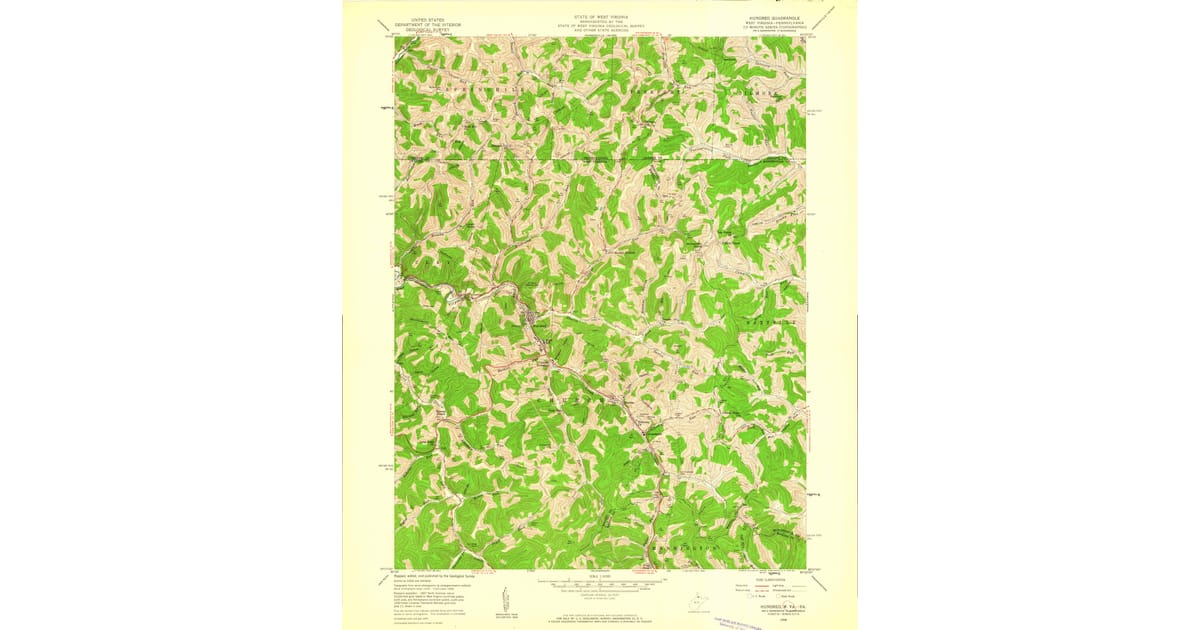 1958 Map of Hundred, WV — High-Res | Pastmaps