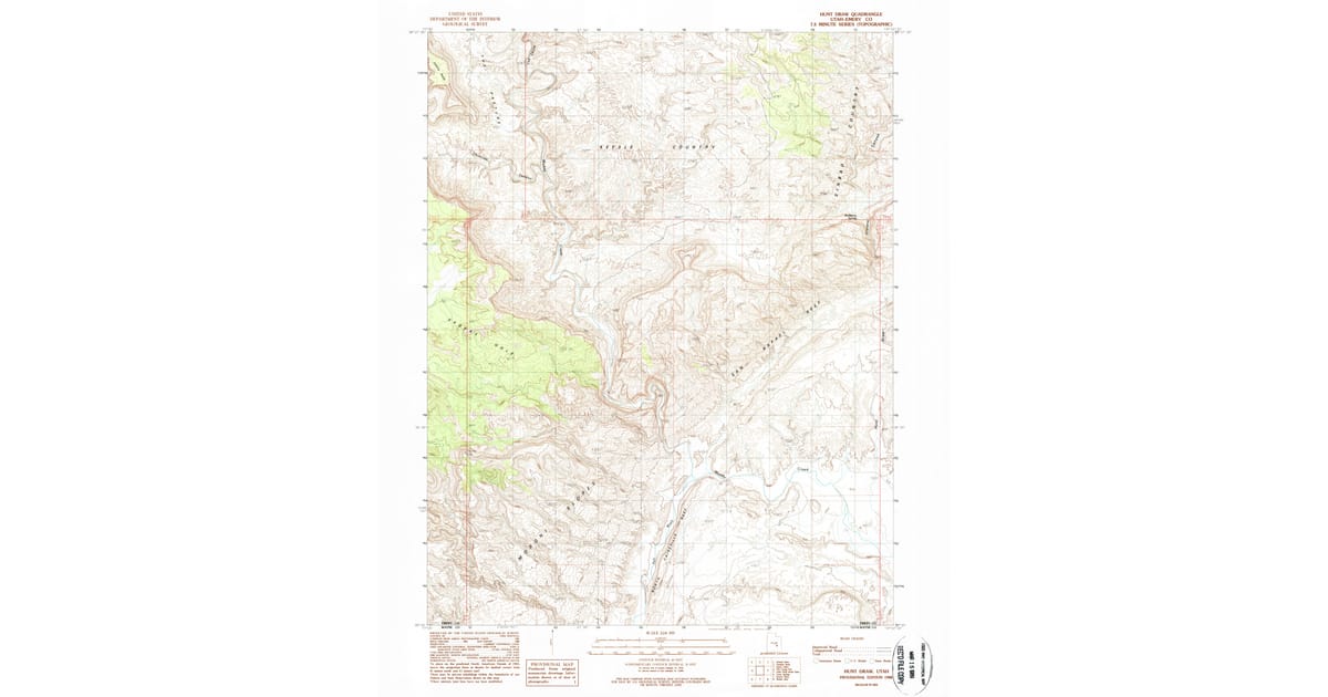 1988 Map of Hunt Draw, Emery County, UT — High-Res | Pastmaps