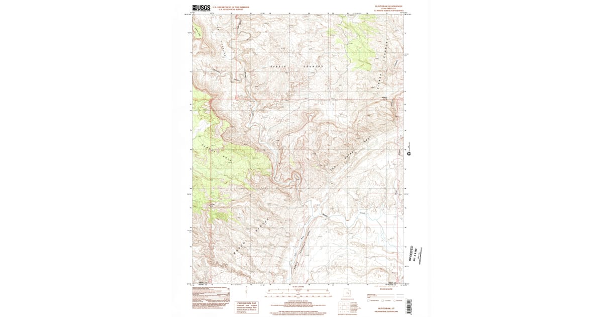 1996 Map of Hunt Draw, Emery County, UT — High-Res | Pastmaps