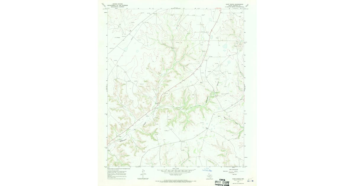 1967 Map of Hunt Ranch, Crockett County, TX — High-Res | Pastmaps