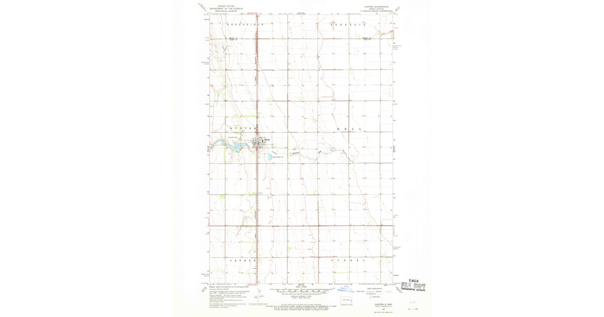1967 Map of Hunter, ND — High-Res | Pastmaps