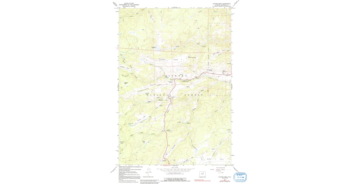 1967 Map of Hunter Mesa, Johnson County, WY — High-Res, 1992 Print ...