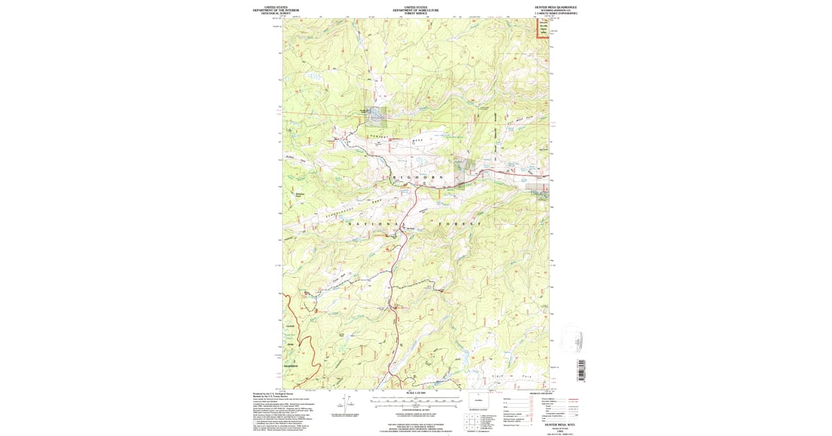 1993 Map of Hunter Mesa, Johnson County, WY — High-Res | Pastmaps