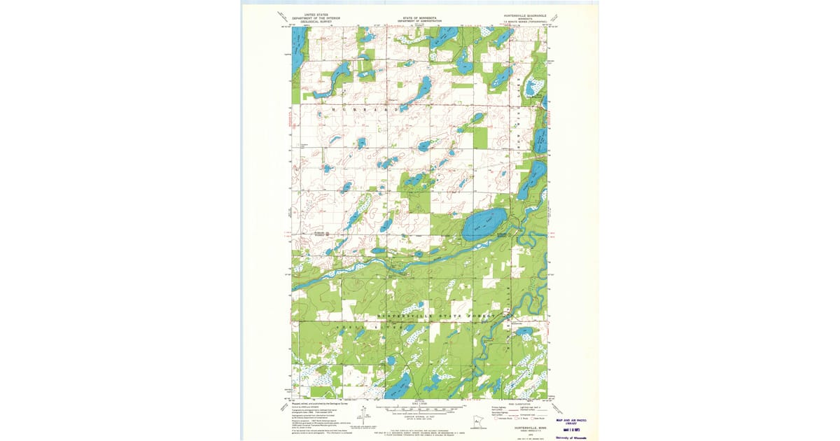 1970 Map of Huntersville, Hubbard County, MN — High-Res | Pastmaps