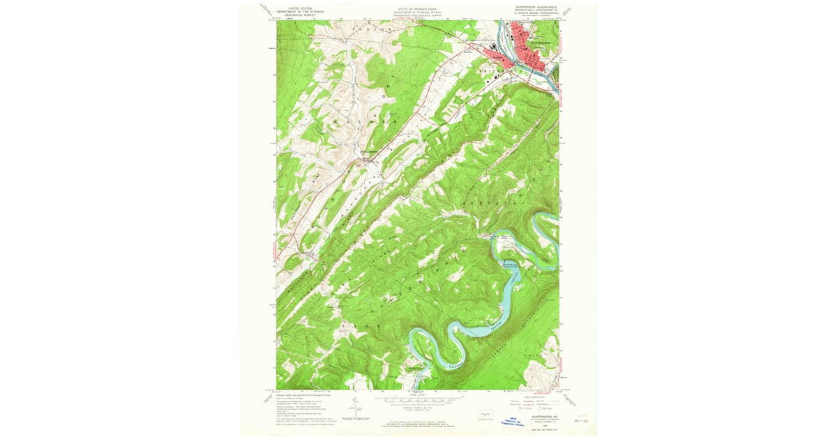 1963 Map of Huntingdon, PA — High-Res | Pastmaps