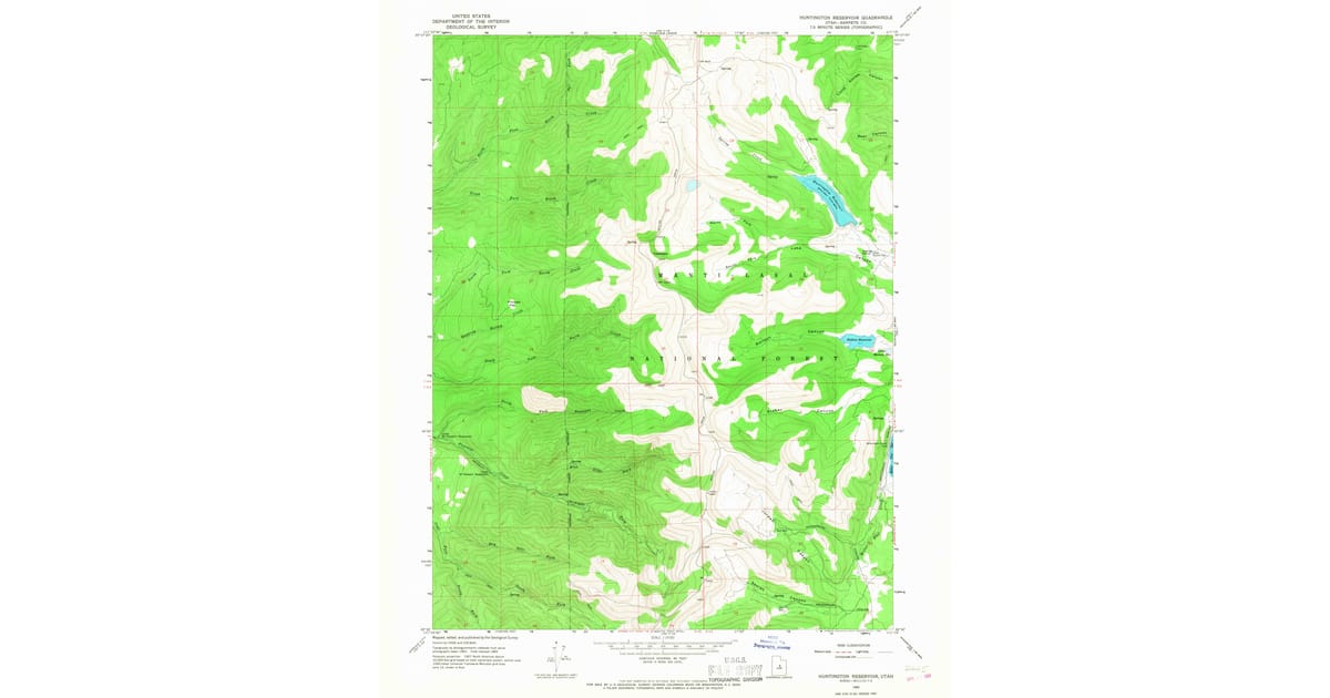 1965 Map of Huntington Reservoir, Sanpete County, UT — High-Res | Pastmaps