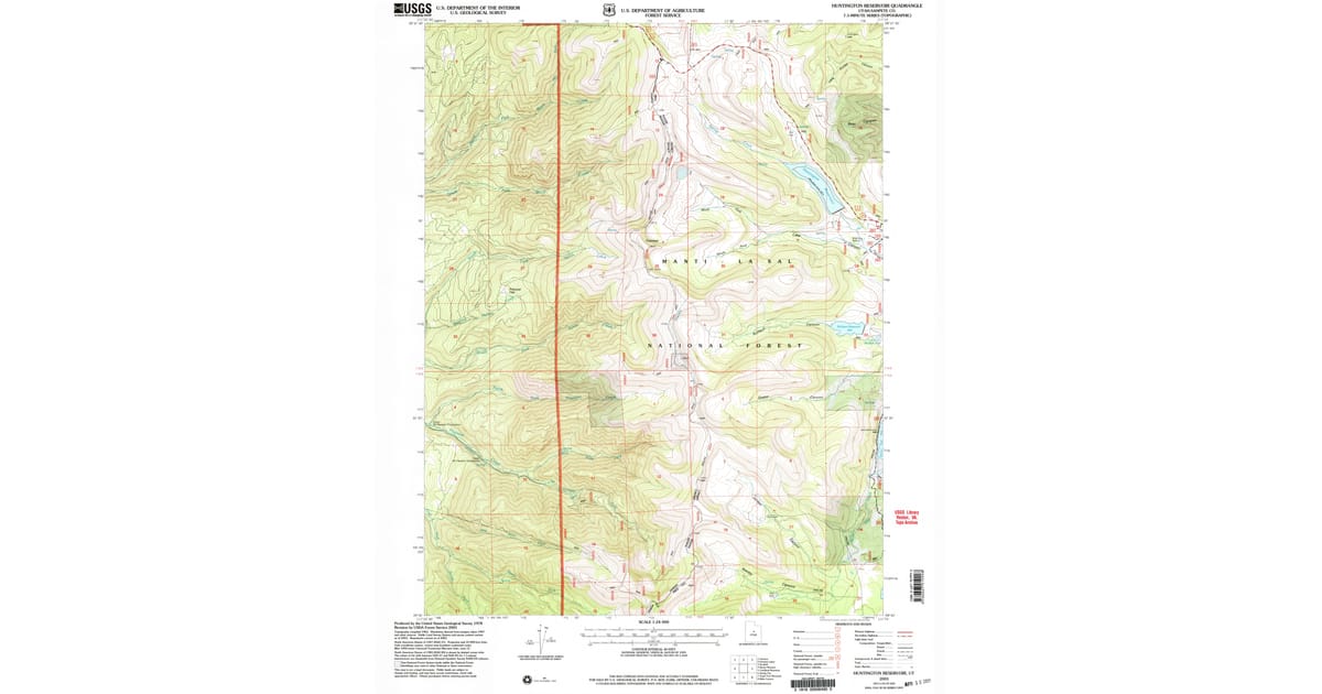 2001 Map of Huntington Reservoir, Sanpete County, UT — High-Res | Pastmaps