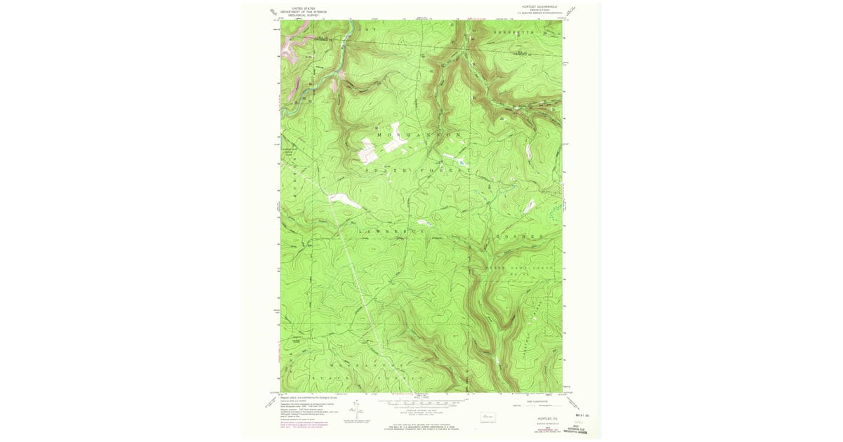 1959 Map of Huntley, Clearfield County, PA — High-Res, 1972 Print ...