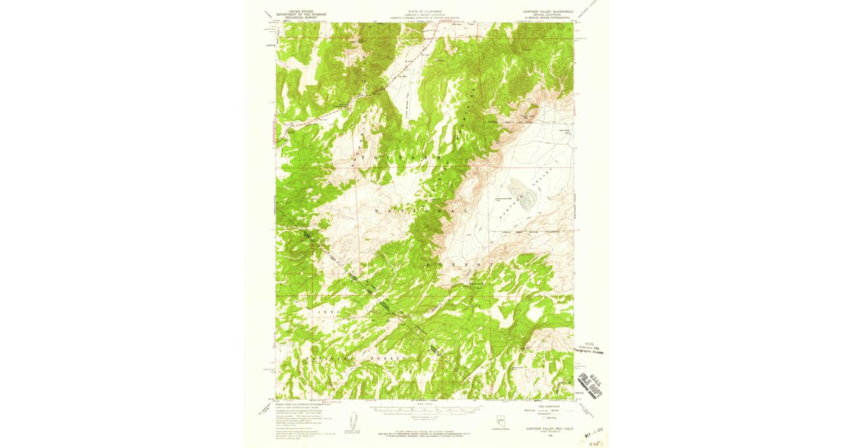 1958 Map of Huntoon Valley, Mineral County, NV — High-Res | Pastmaps