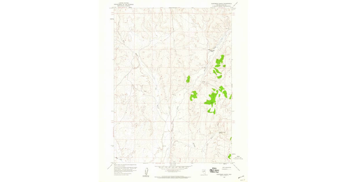 1958 Map of Huntsman Ranch, Elko County, NV — High-Res | Pastmaps