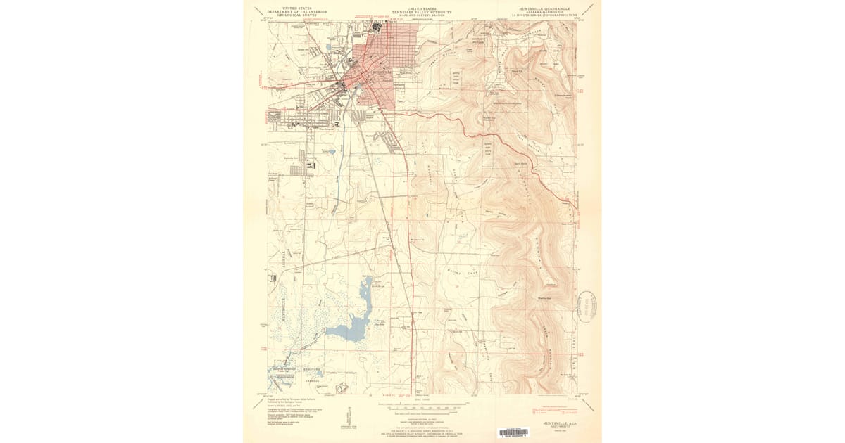 1950 Map of Huntsville, AL — High-Res | Pastmaps
